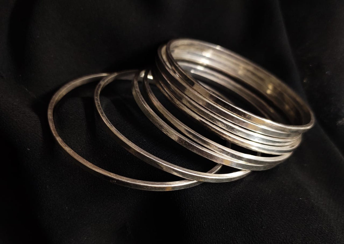 Plain silver bangle | plain bangles set | MACS
