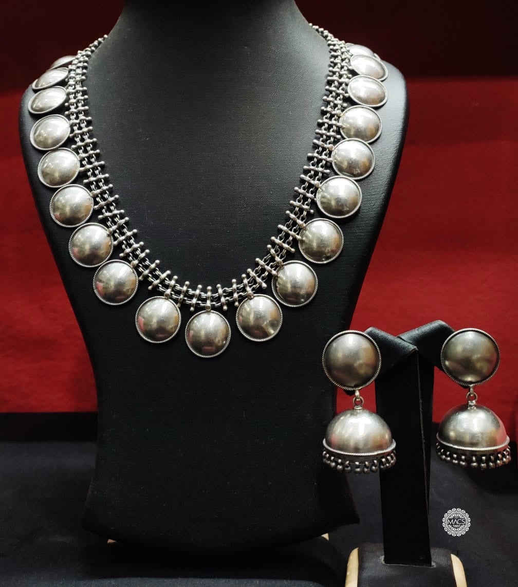 Pure Silver necklace sets-Silver choker-925 Silver Jewellery-MACS