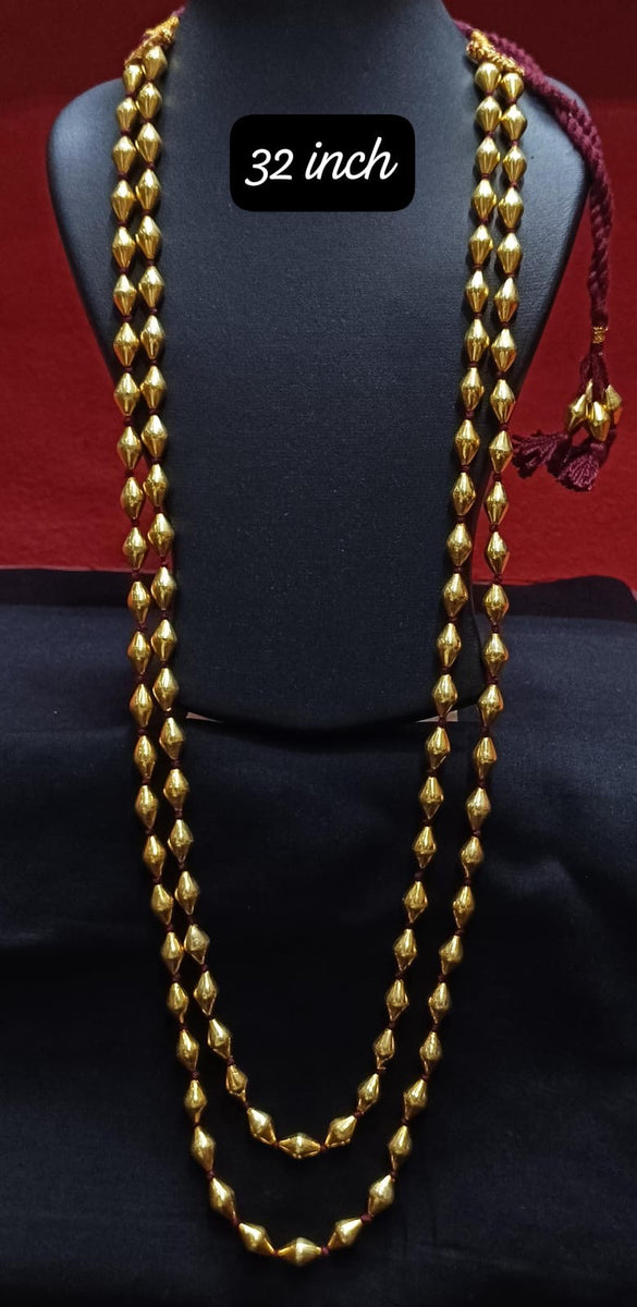 Two Line Gold Dholki Necklace | Extra long layered Dholki Mala | MACS