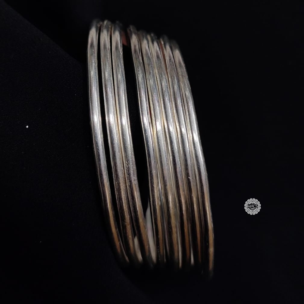 Plain silver bangle | 925 Pure Silver thin bangles set | MACS