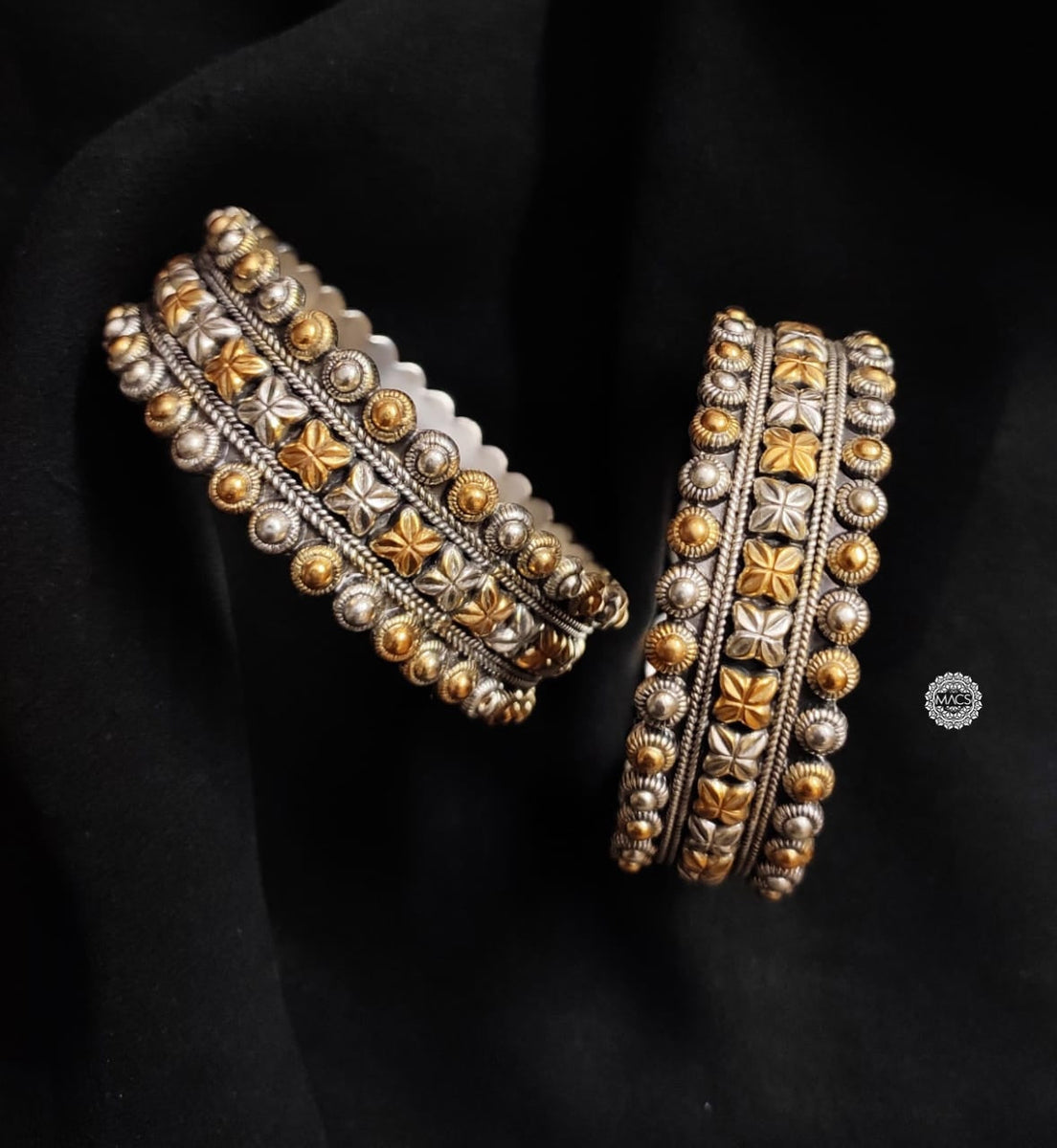 Dual tone Silver Kada | Pure Silver Bangles | Chandi kada | MACS