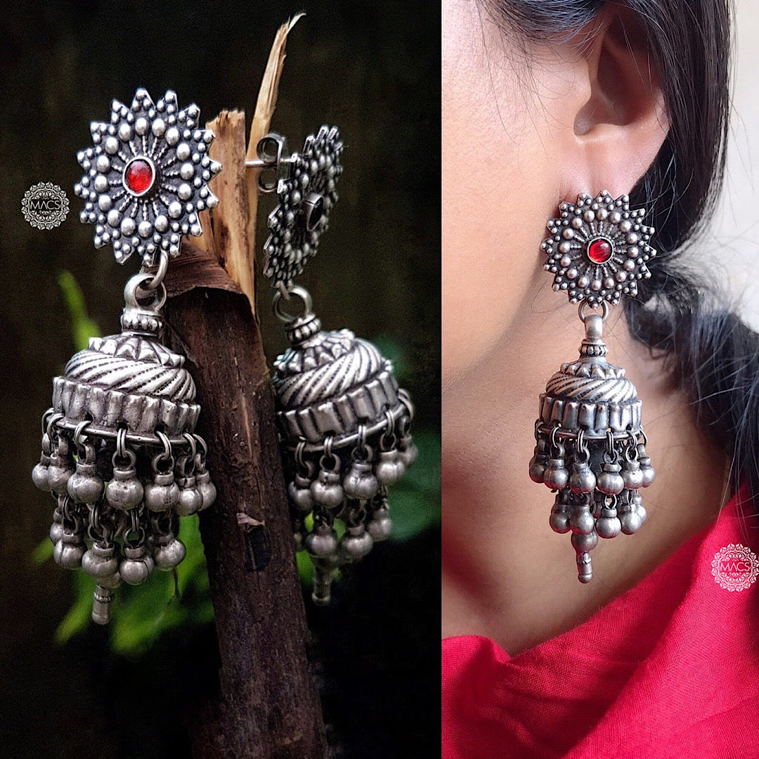 Pure silver jhumka earrings | Vintage silver jhumka | MACS