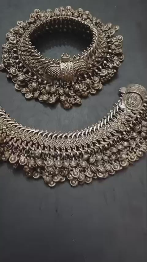 Silver anklets for women | Vintage Bridal heavy ankle chain | MACS