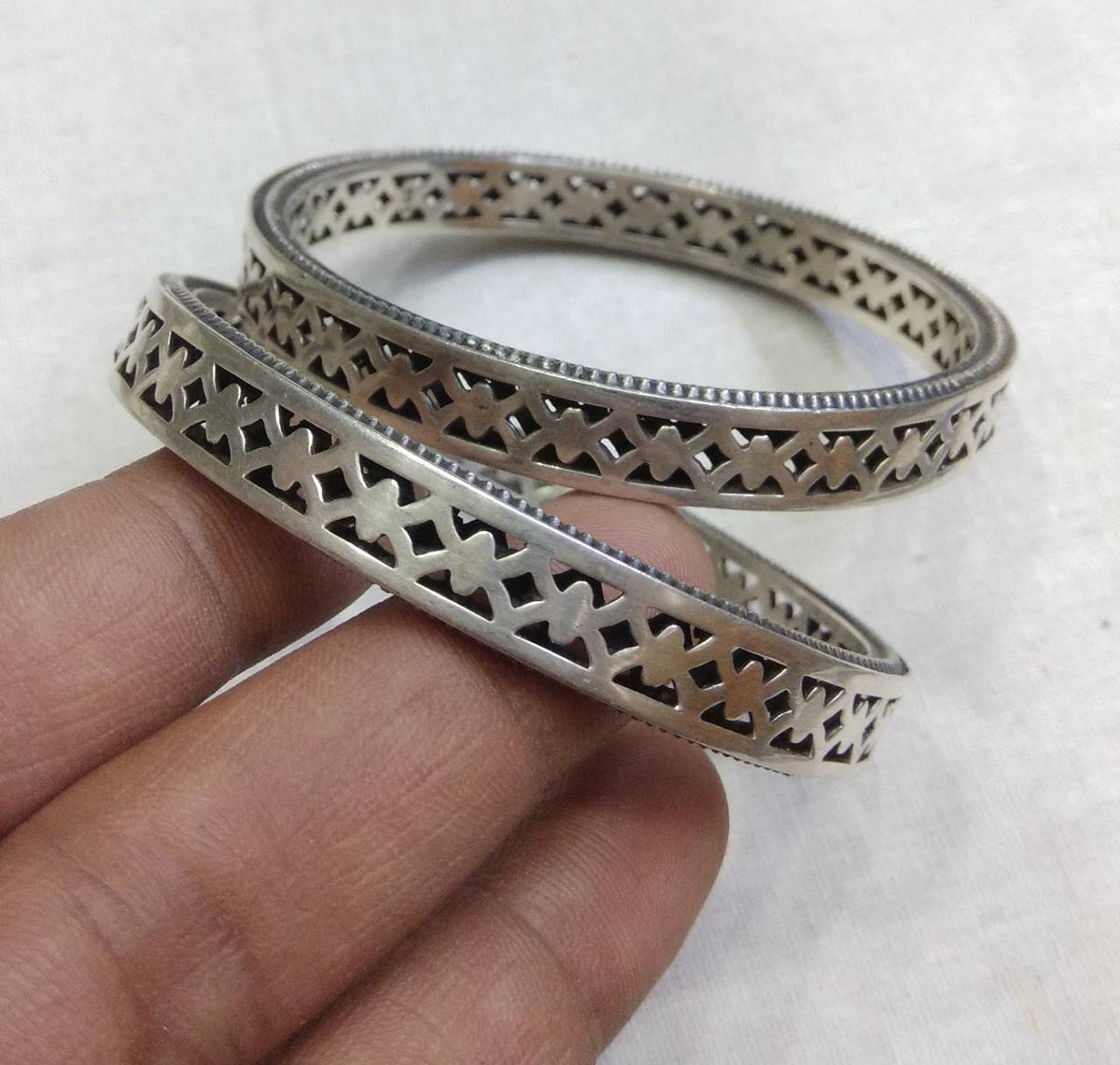 925 Pure Silver Cut work Bangle Kada | Sterling bangles online | MACS