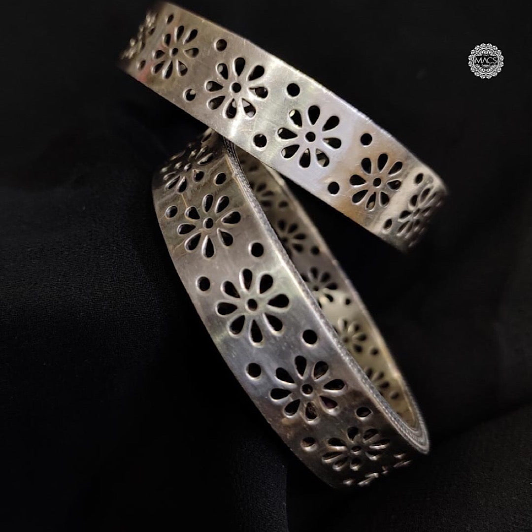 Flower Cut work Bangles | 925 silver kada | Pure Silver bangles online ...