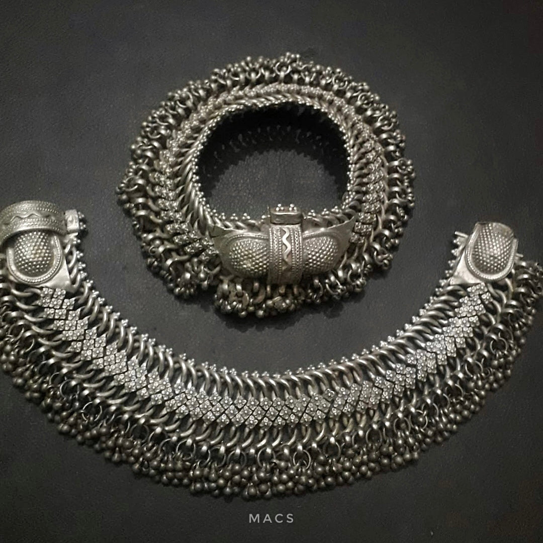 Silver payal | Heavy Pure Silver Anklets for Women | MACS